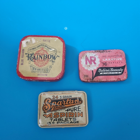 Vintage | Other | Vintage Small Metal Tins Rainbow Ribbon Spartan ...